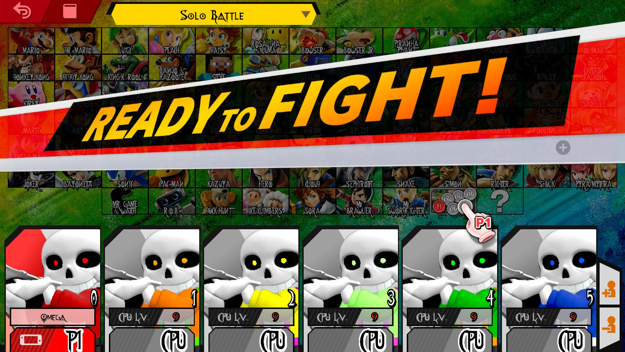 Sans Mii (Omega Extra Recolors) Mod for Super Smash Bros. Ultimate ...