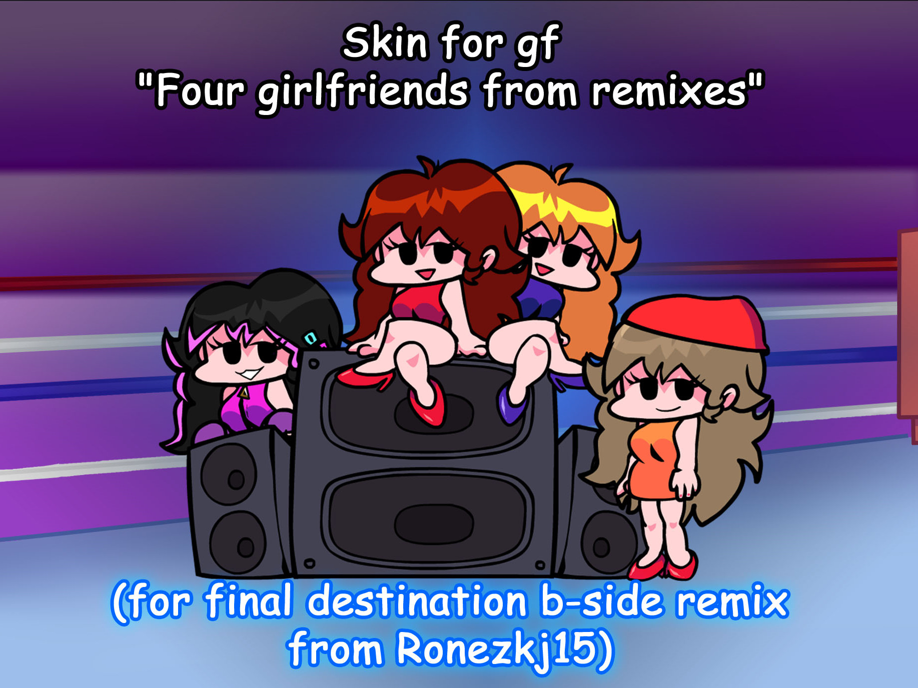 Four girlfriends from remixes Mod for Friday Night Funkin' | FNF Mods