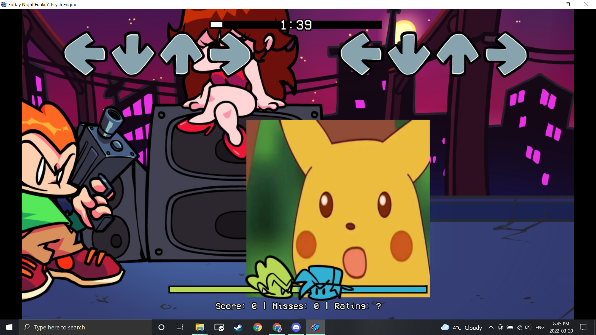 Surprised Pikachu over BF [Friday Night Funkin'] [Mods]