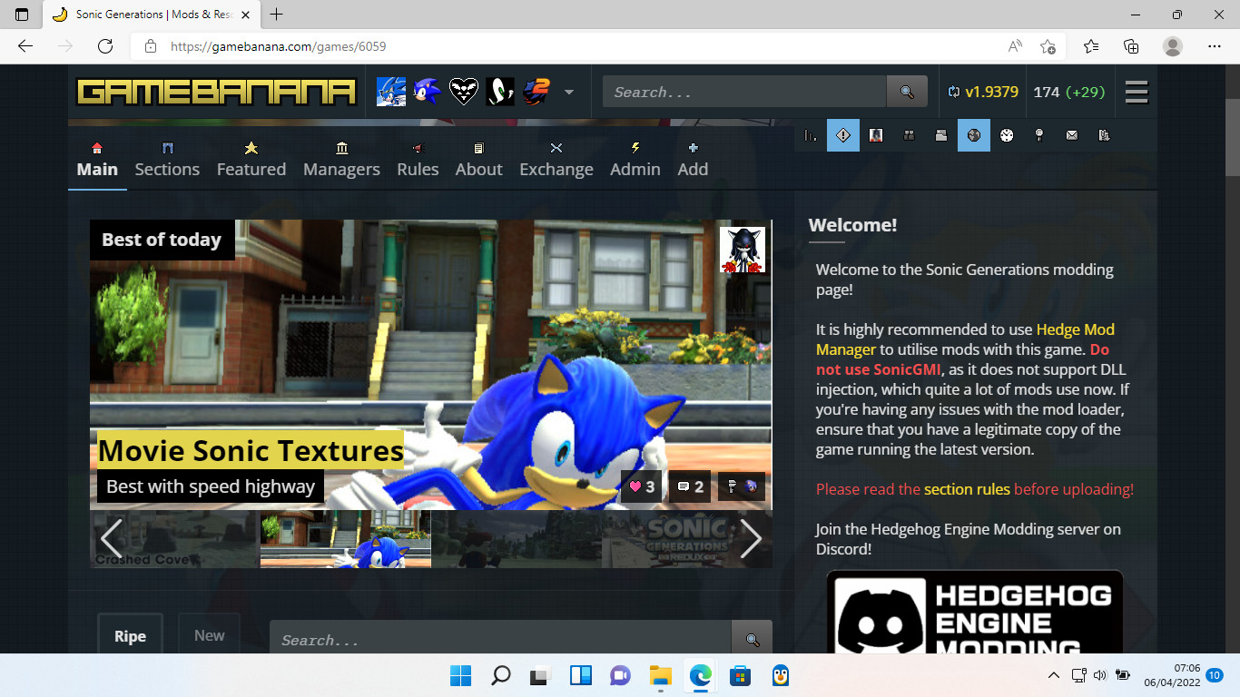 Movie Sonic Textures Mod for Sonic Generations (2011) | Gens Mods