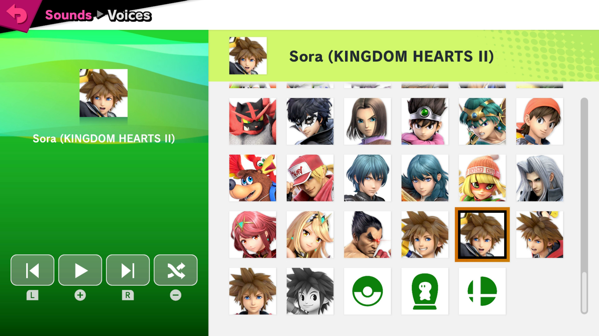 Extra Sora Sound Test Mod for Super Smash Bros. Ultimate | SSBU Mods