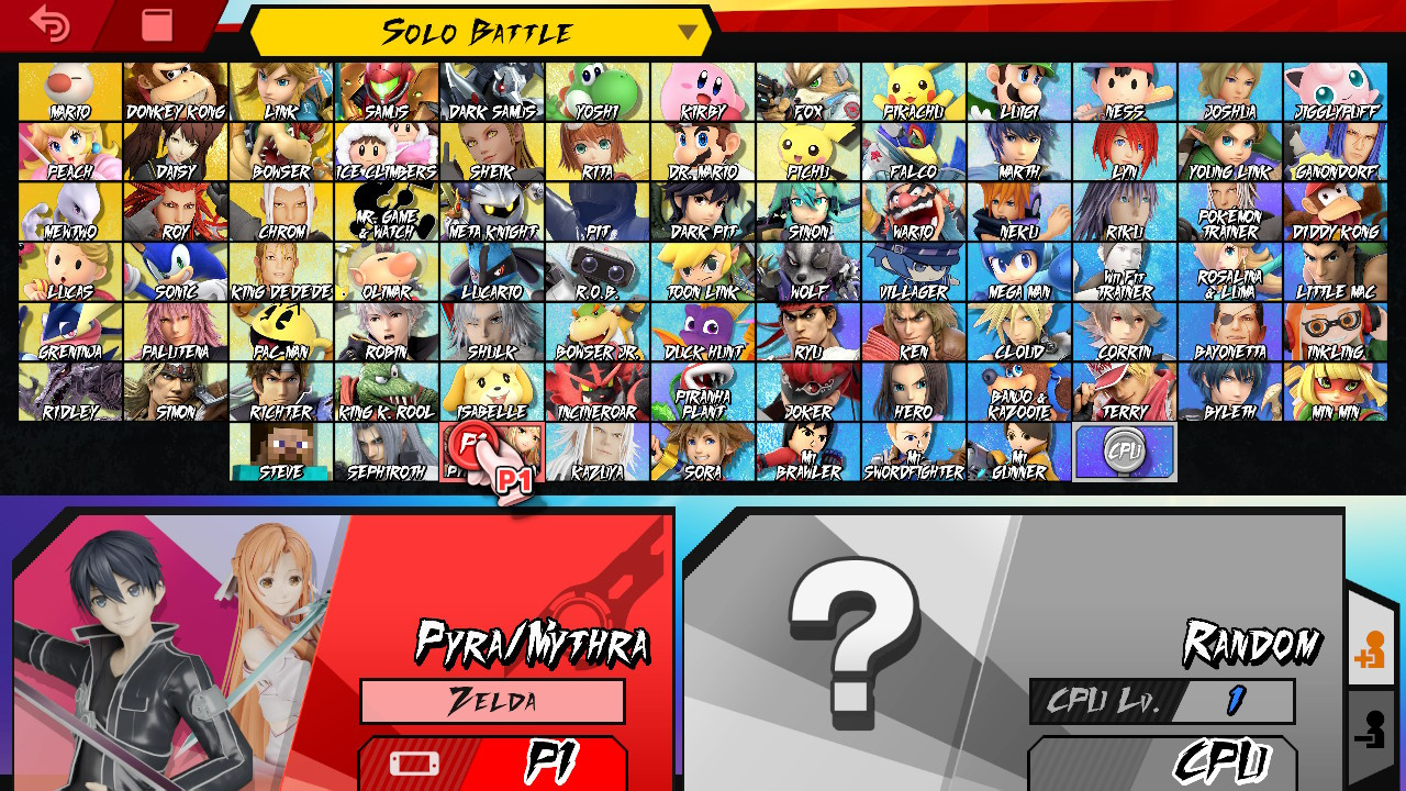 Kirito/Asuna Render UI Mod for Super Smash Bros. Ultimate | SSBU Mods