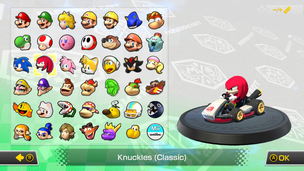 Classic Knuckles Kart Colours & Paraglider Mod for Mario Kart 8 Deluxe ...