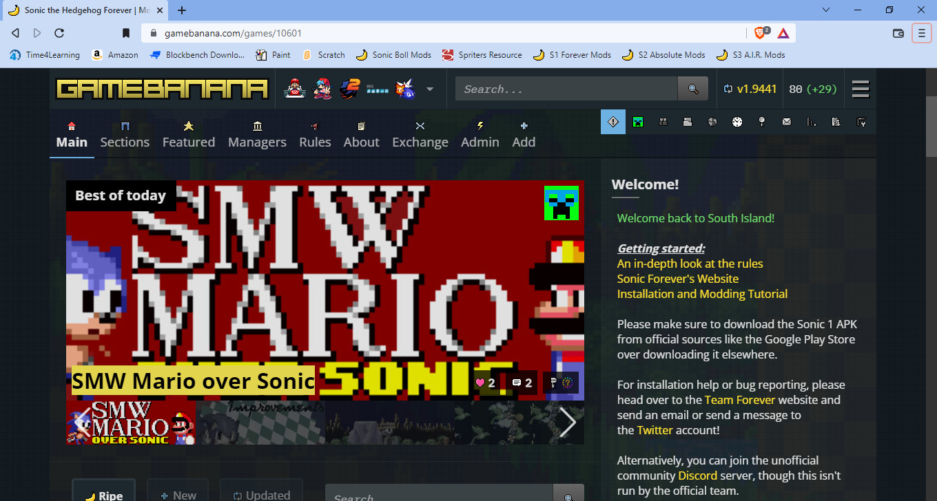 SMW Mario over Sonic Mod for Sonic the Hedgehog Forever | S1F Mods