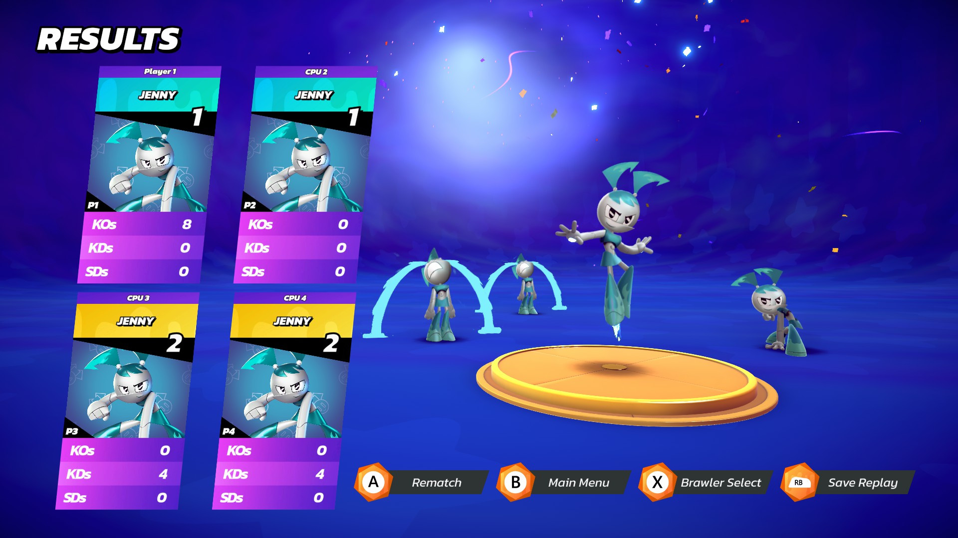 XJ9 Red hot makeover but blue [Nickelodeon All-Star Brawl] [Mods]