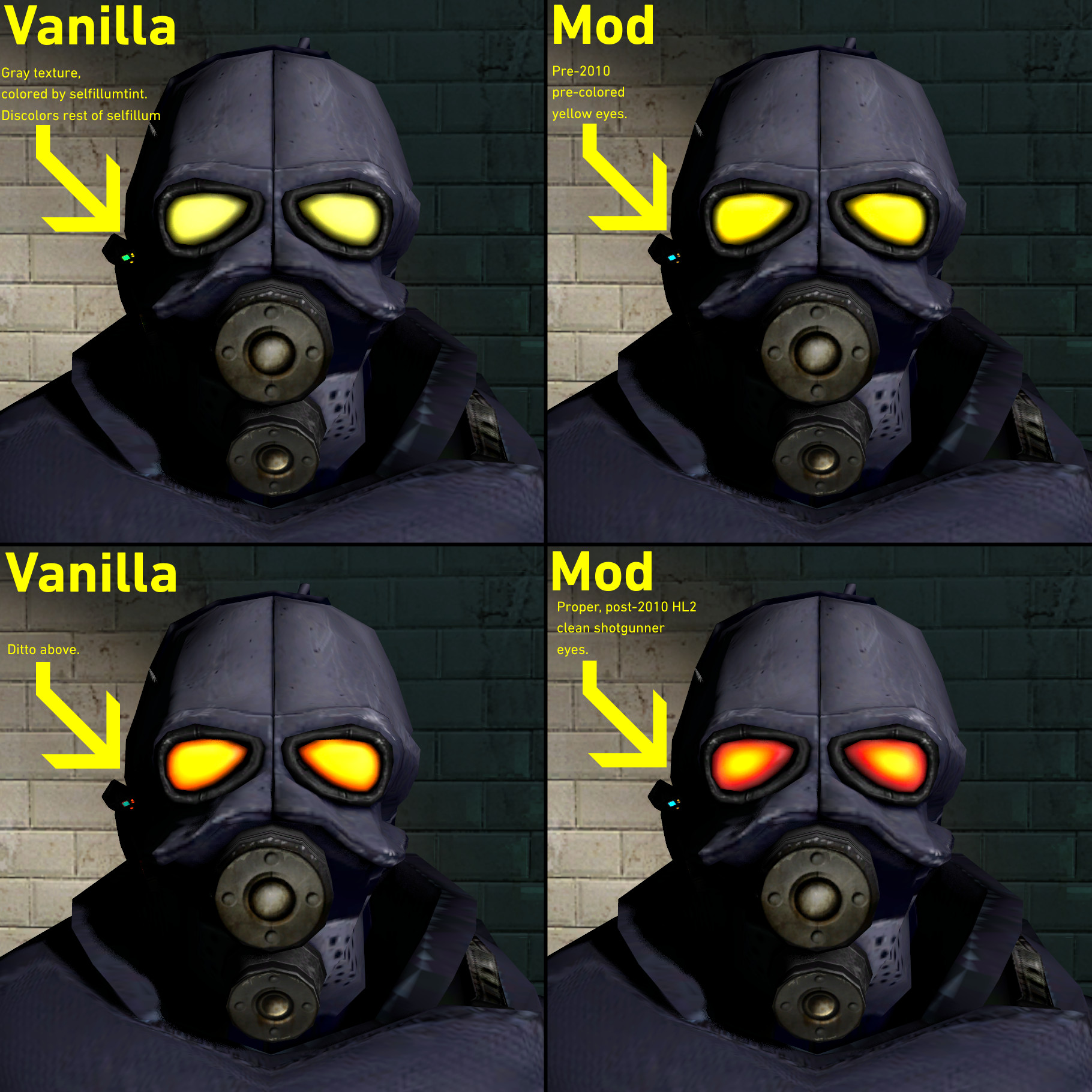 Touch of Yellow + Eye Fixes for Prison Guards [Half-Life 2] [Mods]