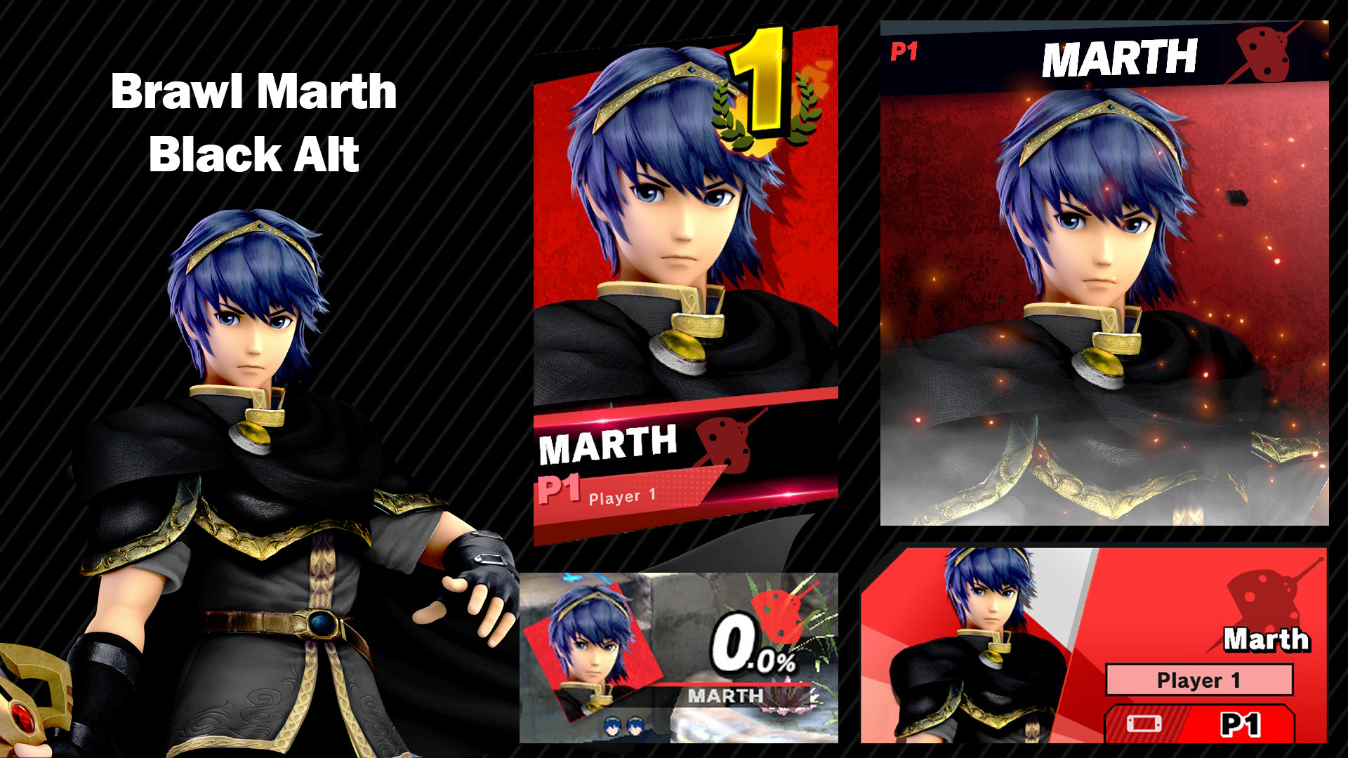 Brawl Marth - Black Alt Mod for Super Smash Bros. Ultimate | SSBU Mods