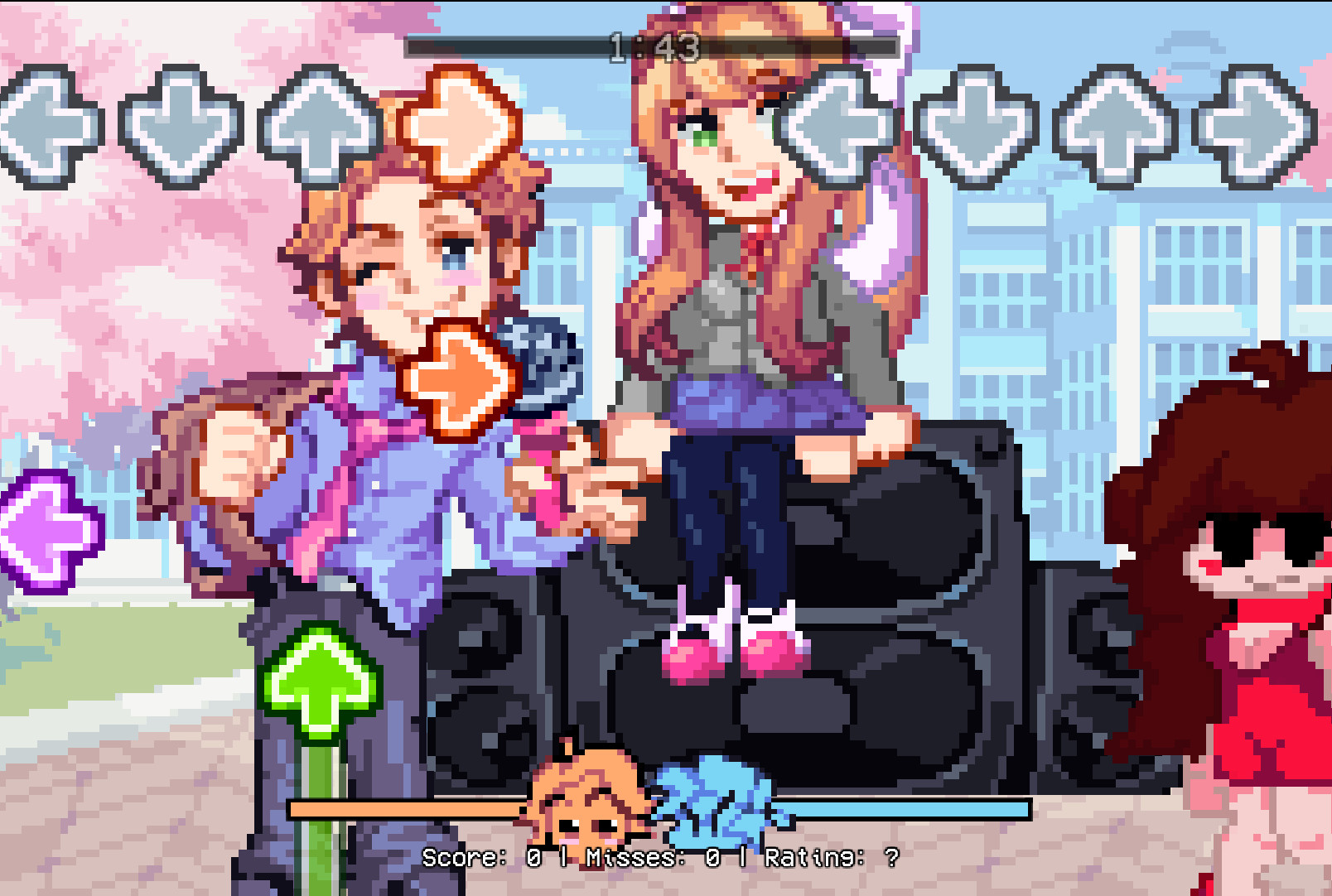 Pixel Monika on speakers Mod for Friday Night Funkin' | FNF Mods