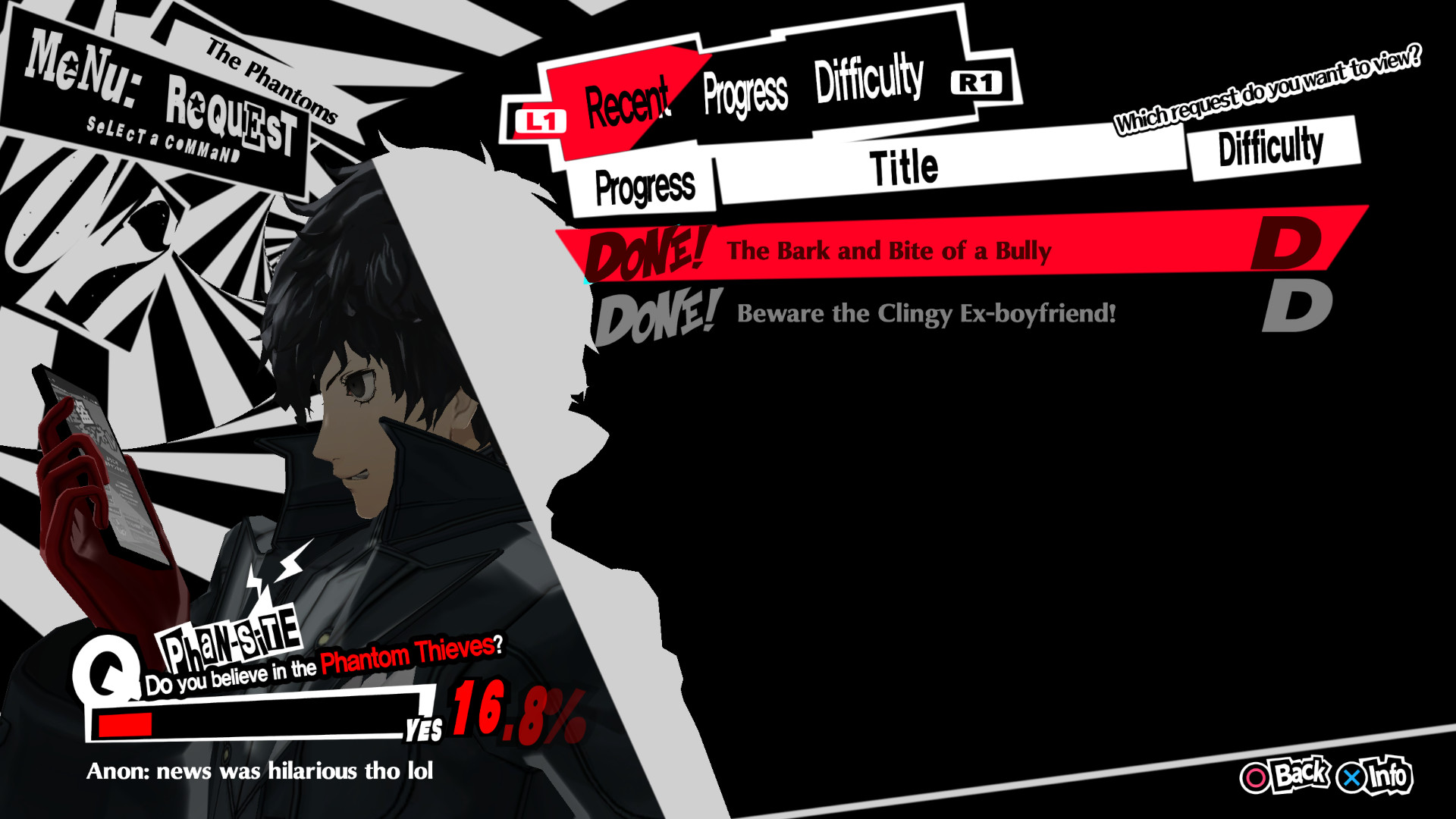 Regular Joker over B/W pause menu Joker Mod for Persona 5 | P5 Mods