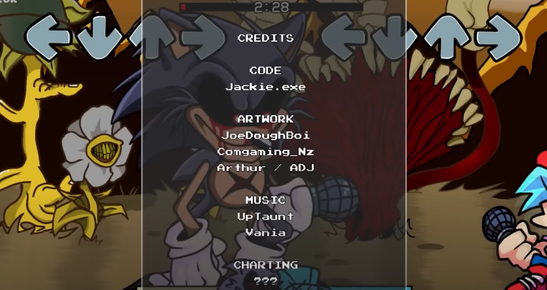 Sonic.EXE 3.0 Credit script [V2] Mod for Friday Night Funkin' | FNF Mods