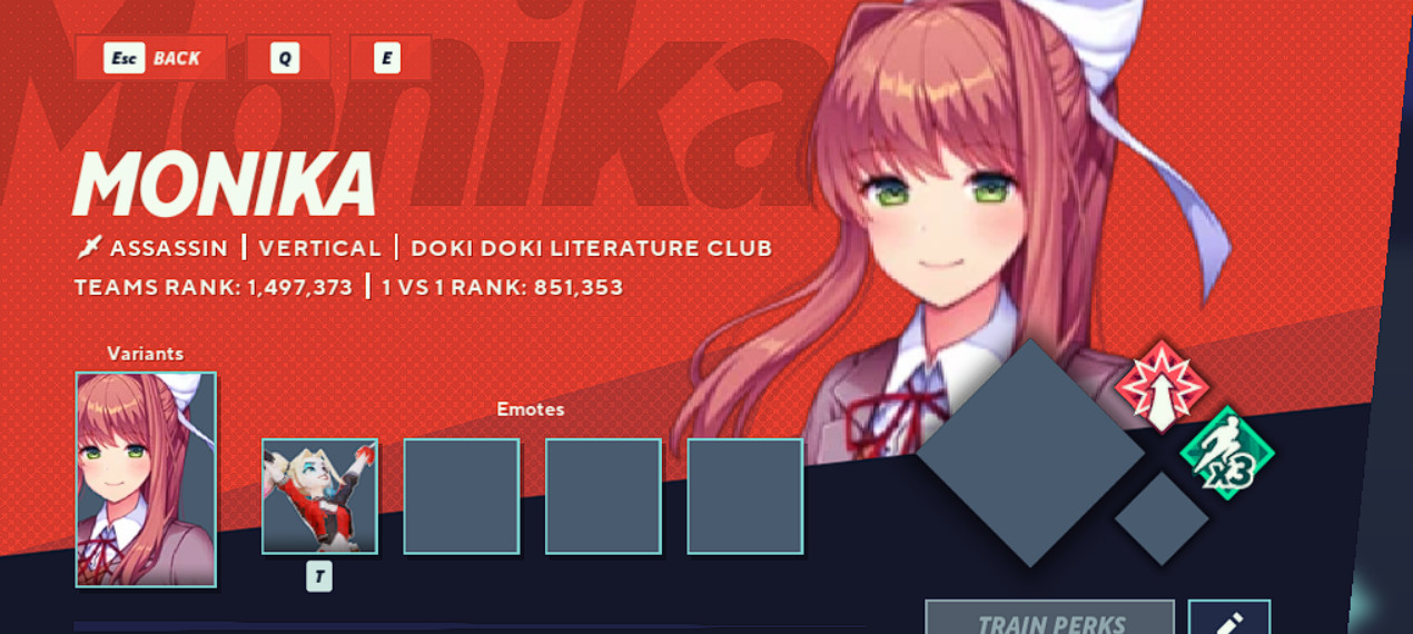 Monika (DDLC) over Harley Quinn Mod for MultiVersus | MVS Mods