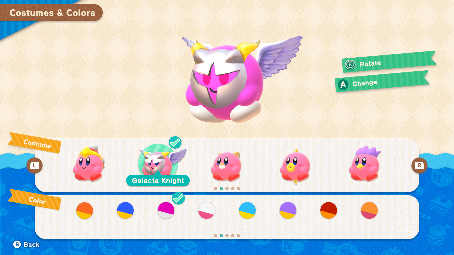 Galacta Knight Costume/Color Mod for Kirby's Dream Buffet | KDB Mods