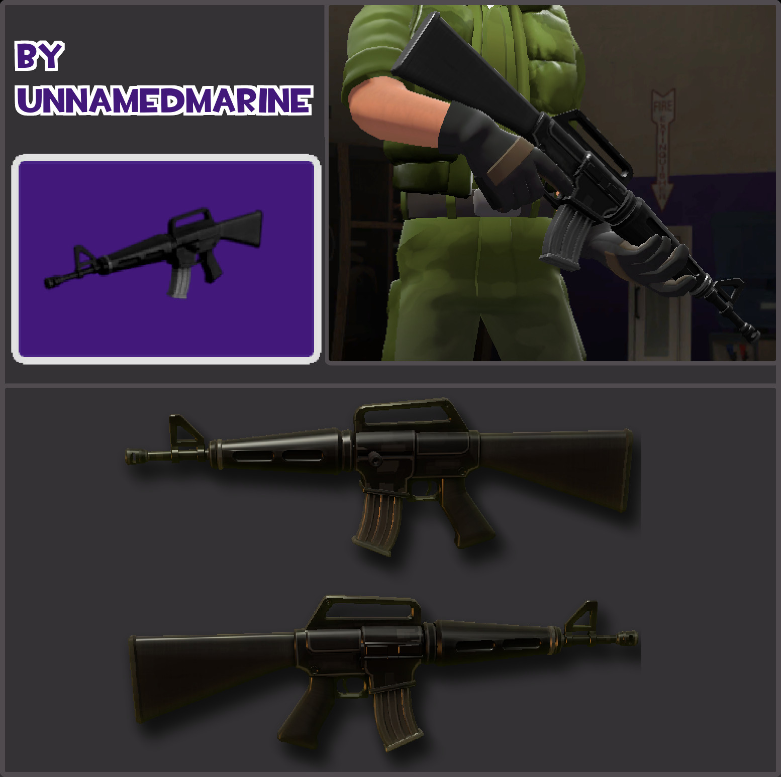 Black Assault Rifle Retexture Mod for Open Fortress | OF Mods