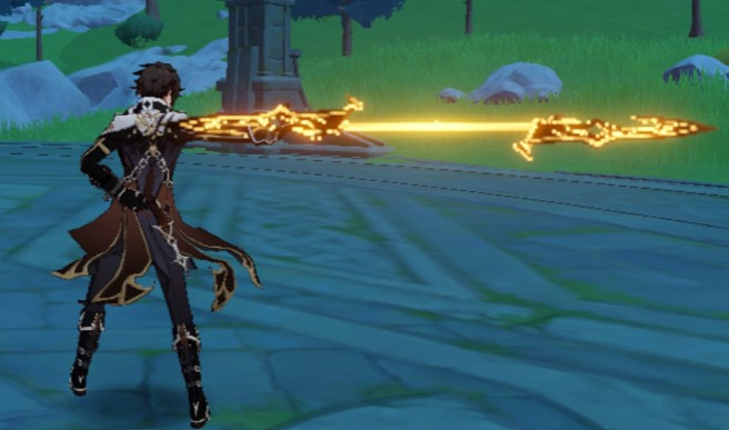 Zhongli's Geo Polearm as Tartaglia's Hydro Spear Mod for Genshin Impact ...