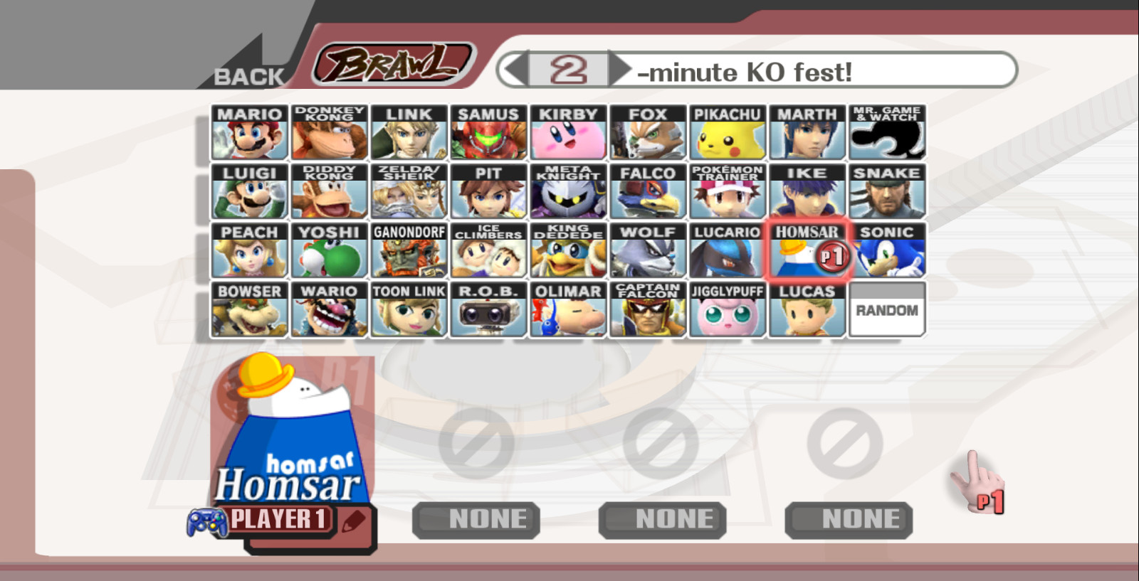 (OLD) Homsar (Homestar Runner) Mod for Super Smash Bros. Brawl | Brawl Mods