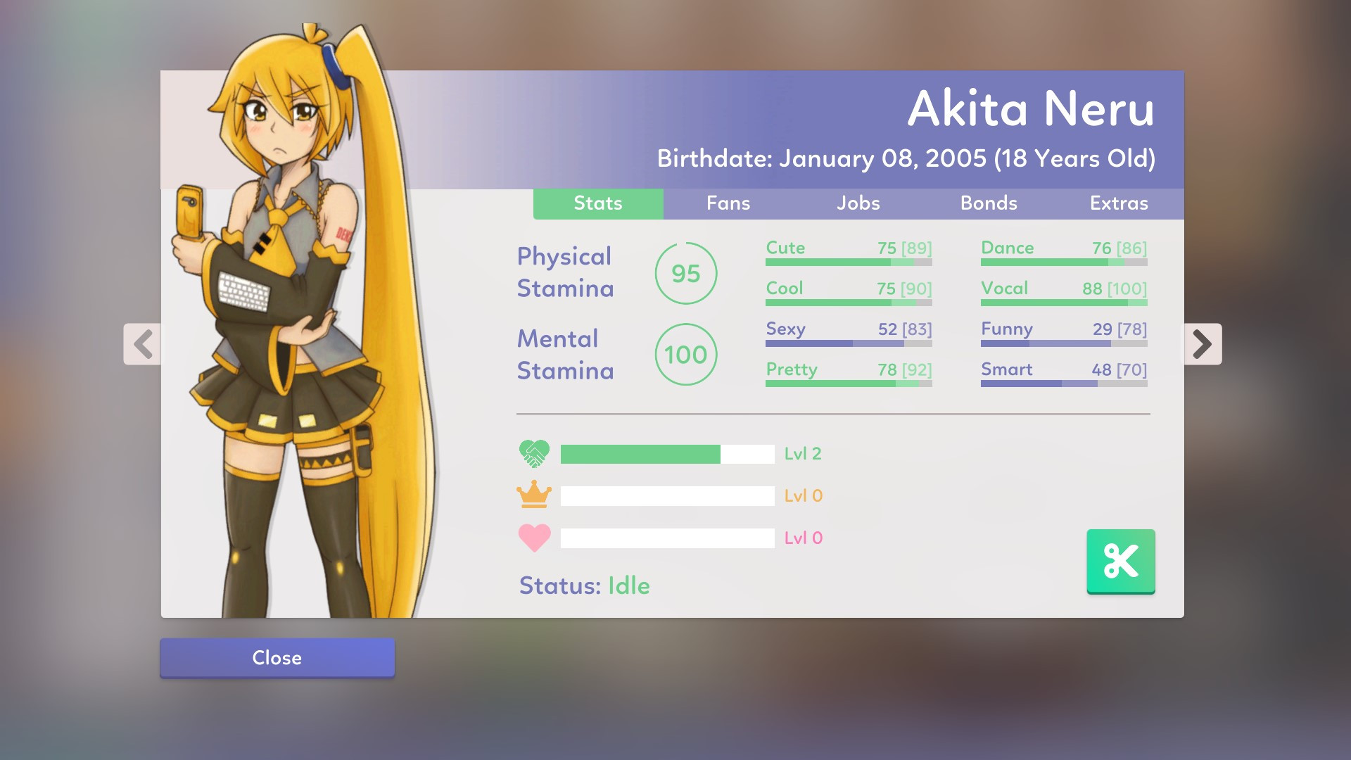 Akita Neru as idol Mod for Idol Manager | IM Mods