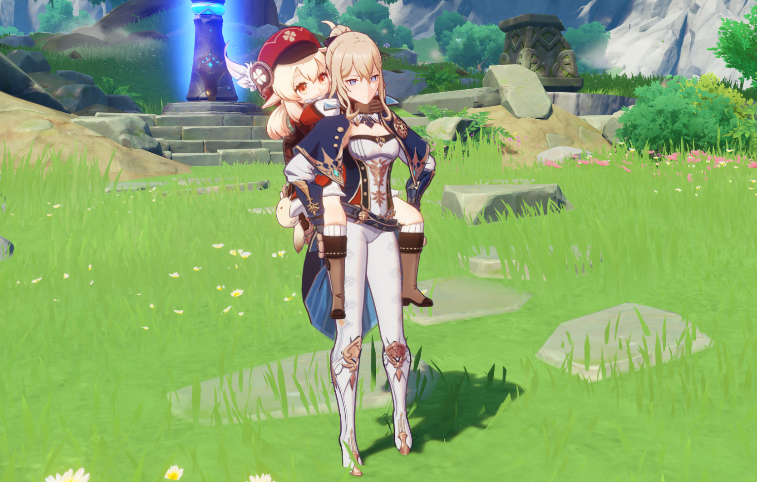 Klee piggyback riding on Jean! Mod for Genshin Impact | GI Mods