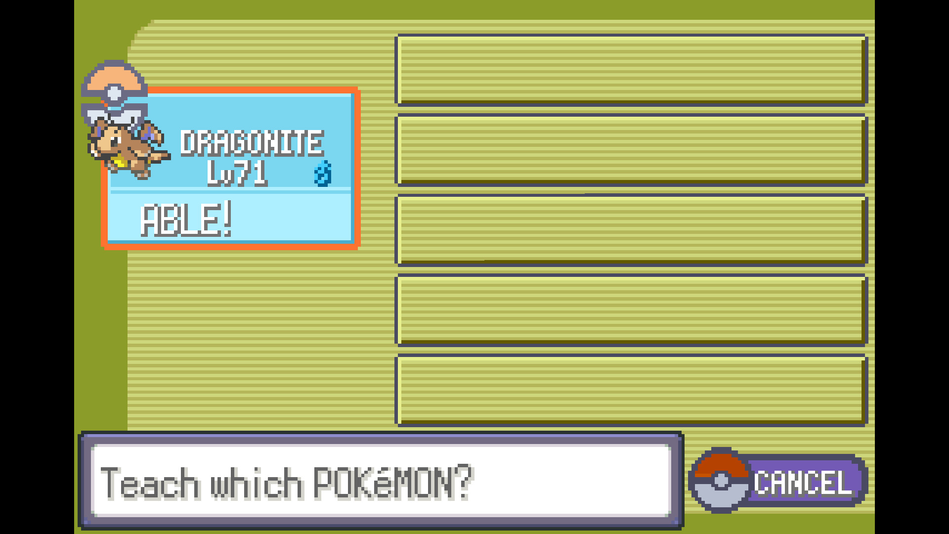 TM33 Teachable Lance's Dragonite Mod for Pokemon Emerald | Emerald Mods
