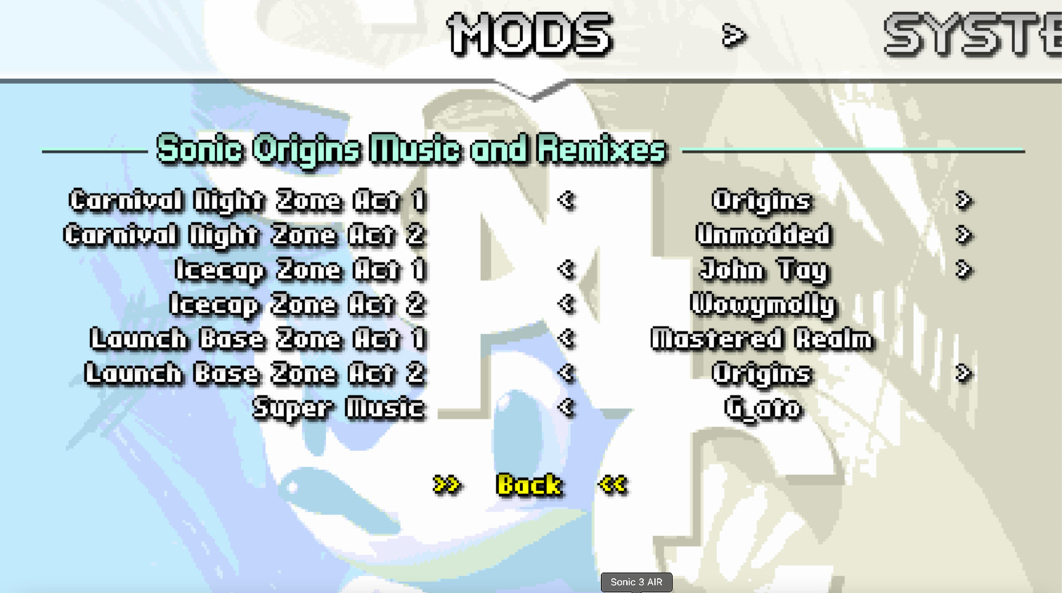 Sonic 3 Origins Music + Remixes in 3 A.I.R. Mod for Sonic 3 A.I.R ...
