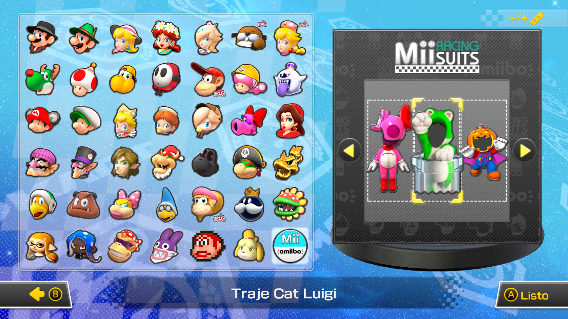 Mii Cat Luigi Suit (With Tour Animations) [Mario Kart 8 Deluxe] [Mods]