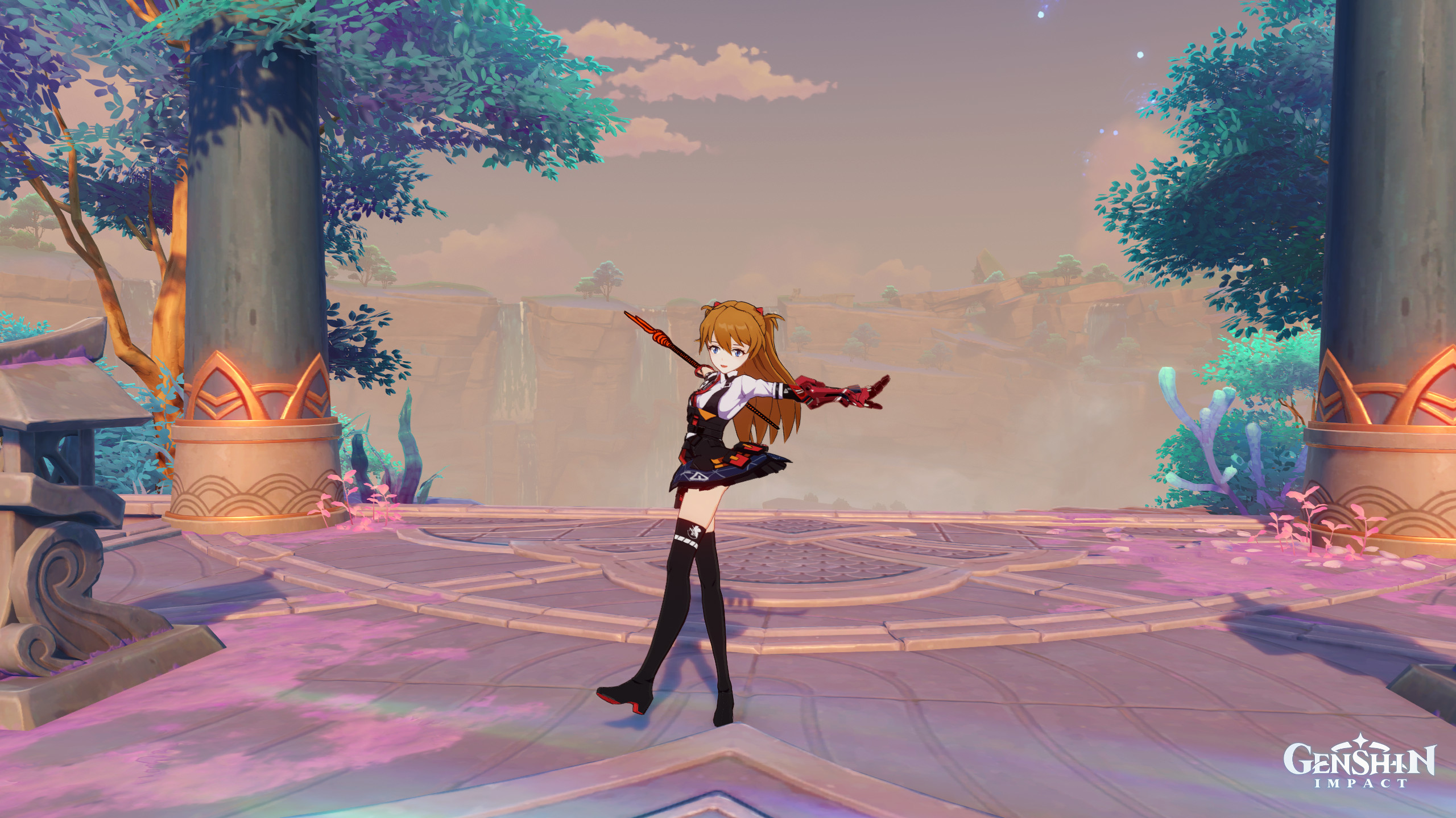 Asuka Langley (& Rei Ayanami Plush) Over Hu Tao Mod for Genshin Impact ...