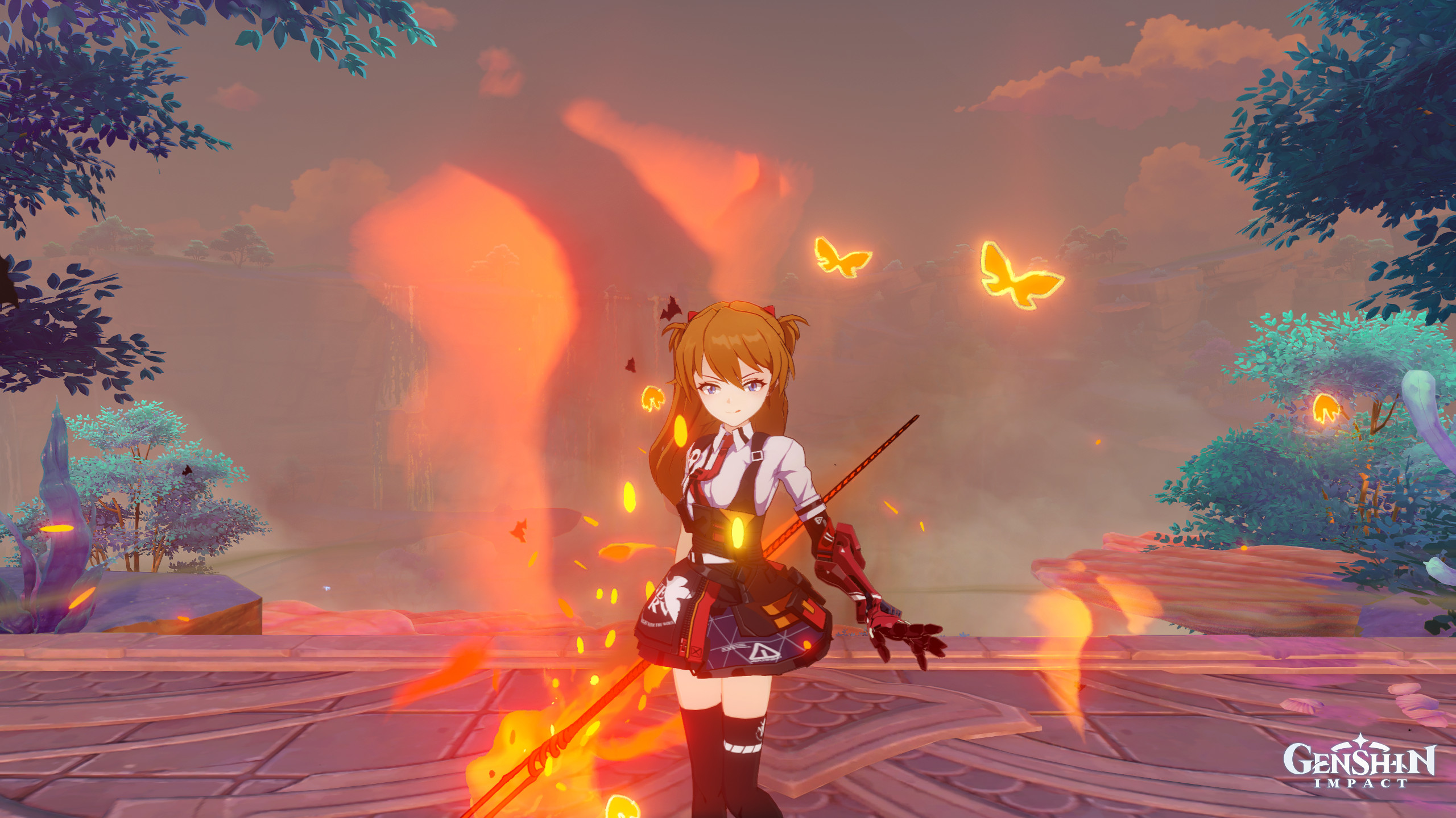 Asuka Langley (& Rei Ayanami Plush) Over Hu Tao Mod for Genshin Impact ...