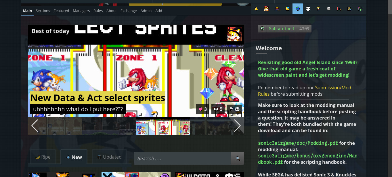New Data & Act select sprites Mod for Sonic 3 A.I.R. | S3AIR Mods