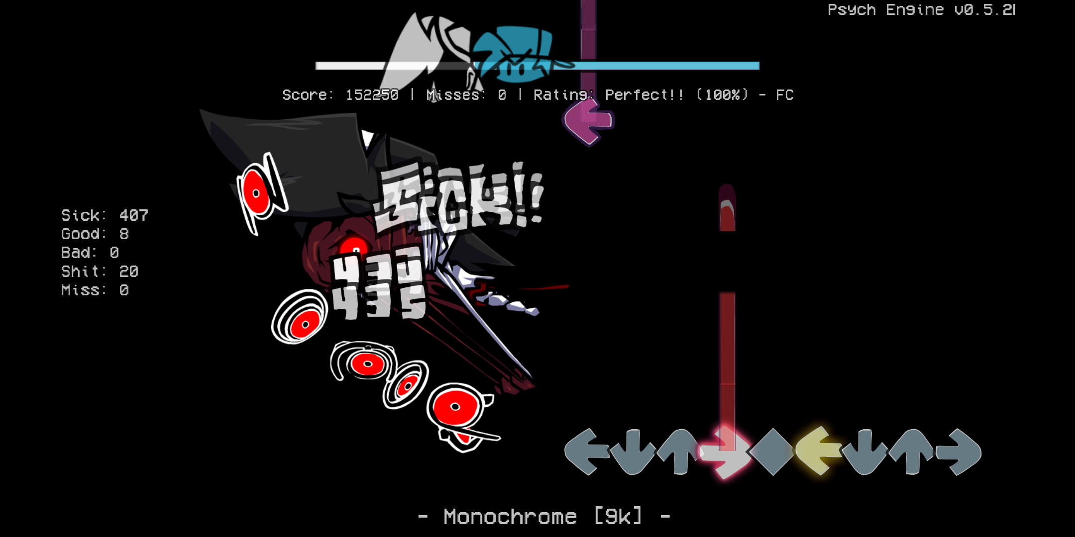 Monochrome V2 But With 9 Keys Mod for Friday Night Funkin' | FNF Mods