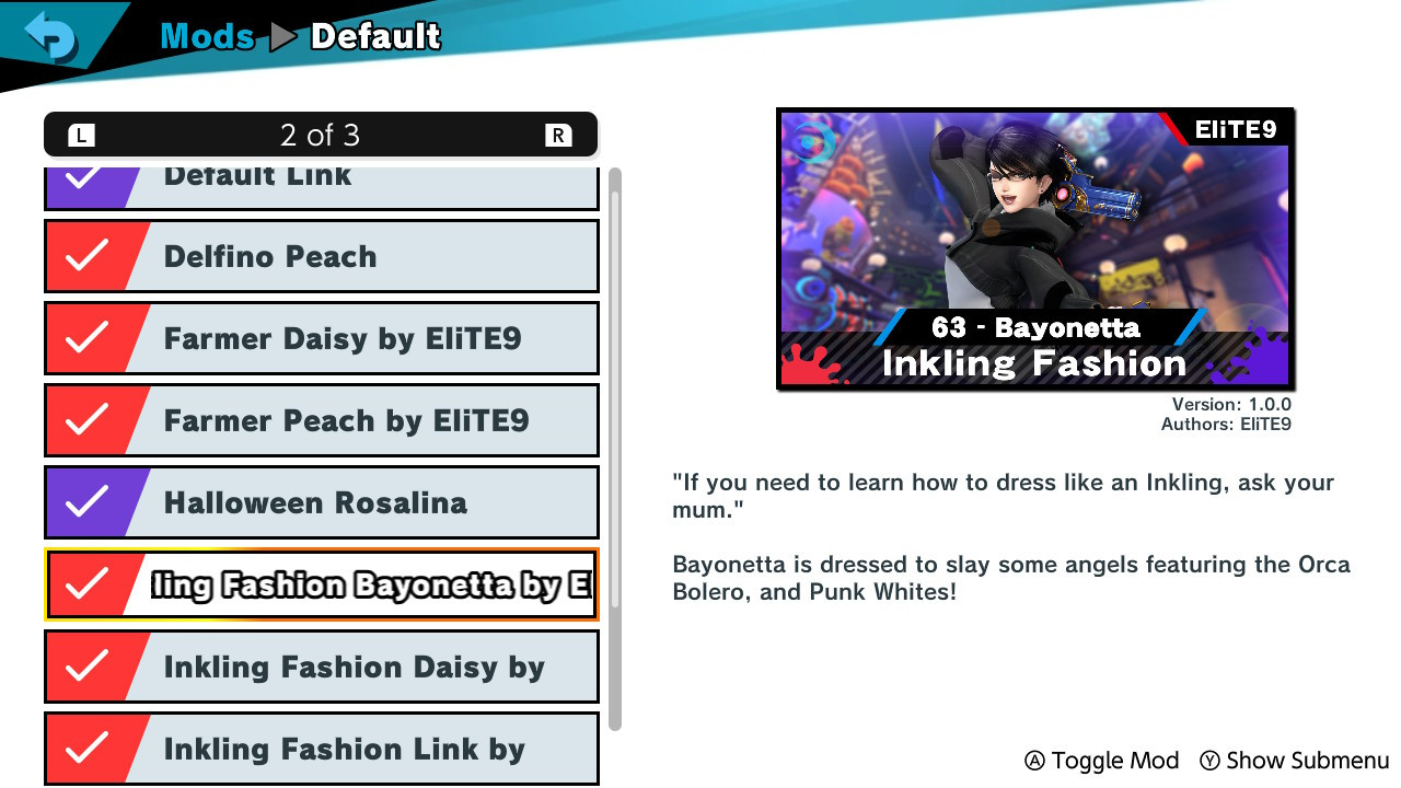 Inkling Fashion Bayonetta Mod for Super Smash Bros. Ultimate | SSBU Mods