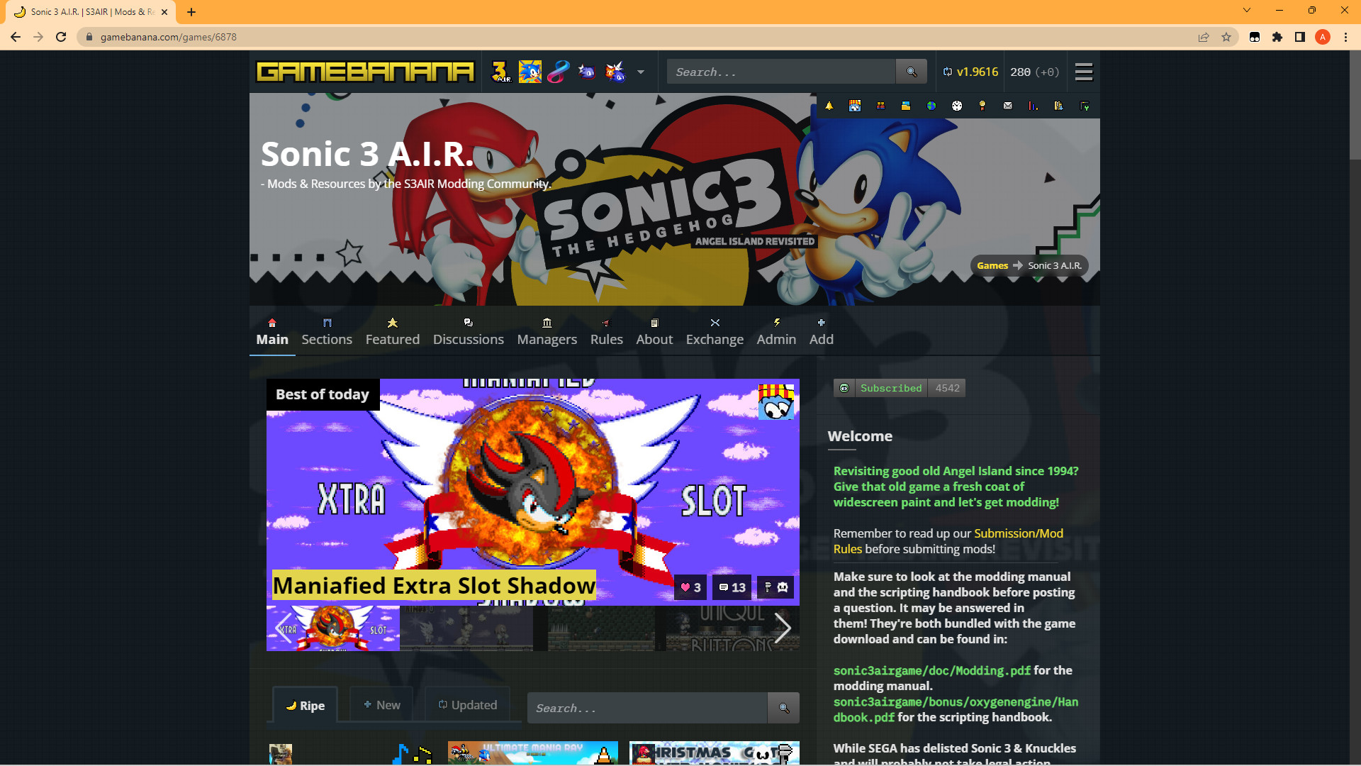 Cylent Nite's Maniafied Extra Slot Shadow Mod for Sonic 3 A.I.R ...