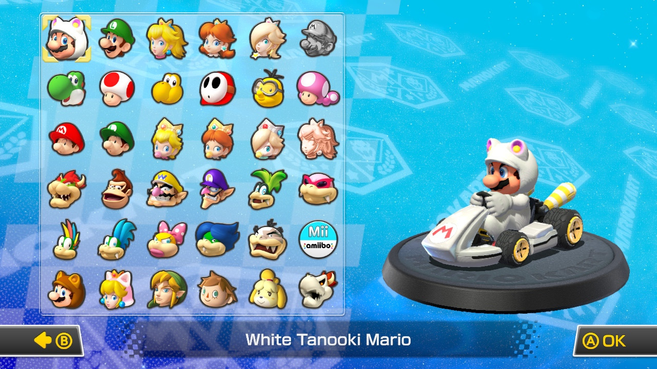 White Tanooki Mario with MKT Animations Mod for Mario Kart 8 | MK8 Mods