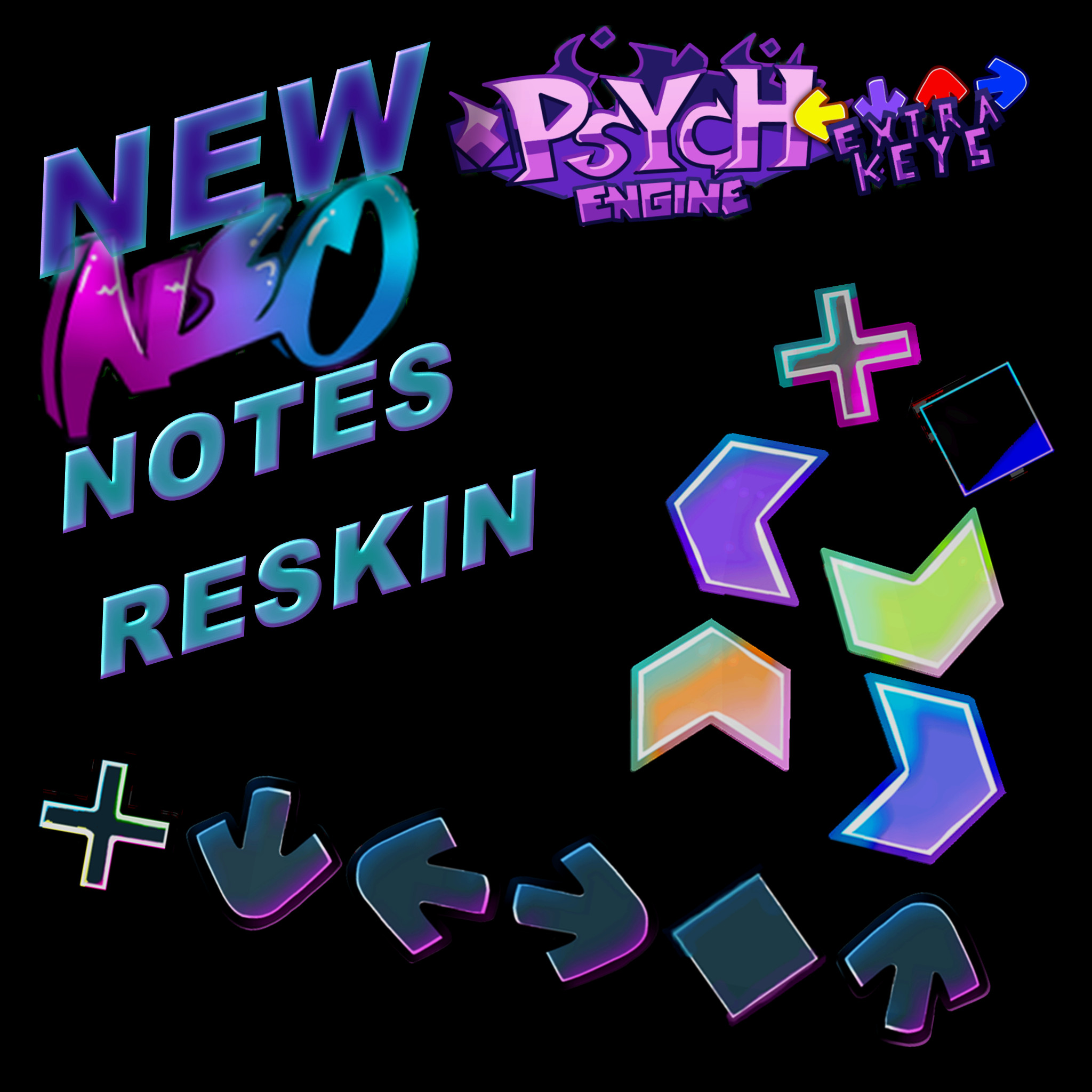 NEW Neo Extra Keys Notes Sprites Mod for Friday Night Funkin' | FNF Mods
