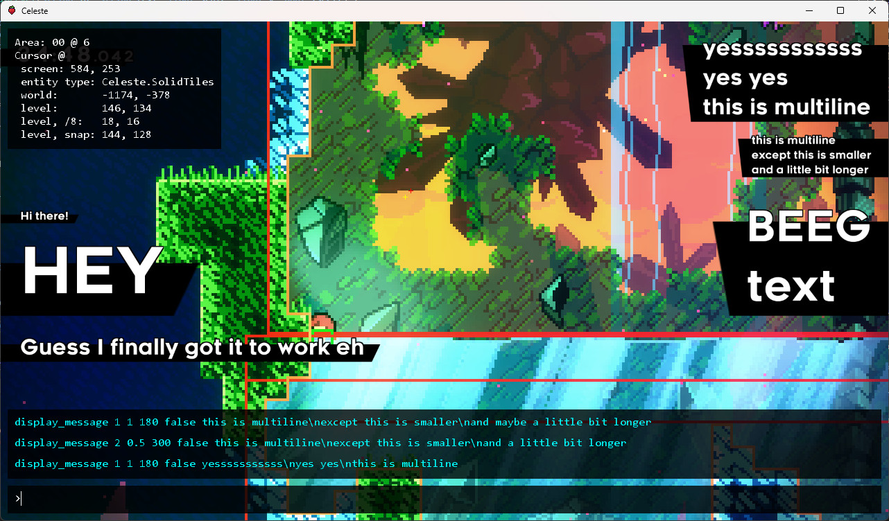 Display Message Command Mod for Celeste | Celeste Mods