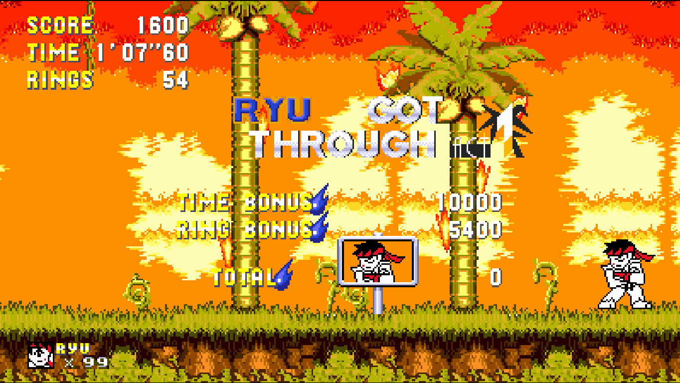 Ryu over Sonic [Sonic 3 A.I.R.] [Mods]