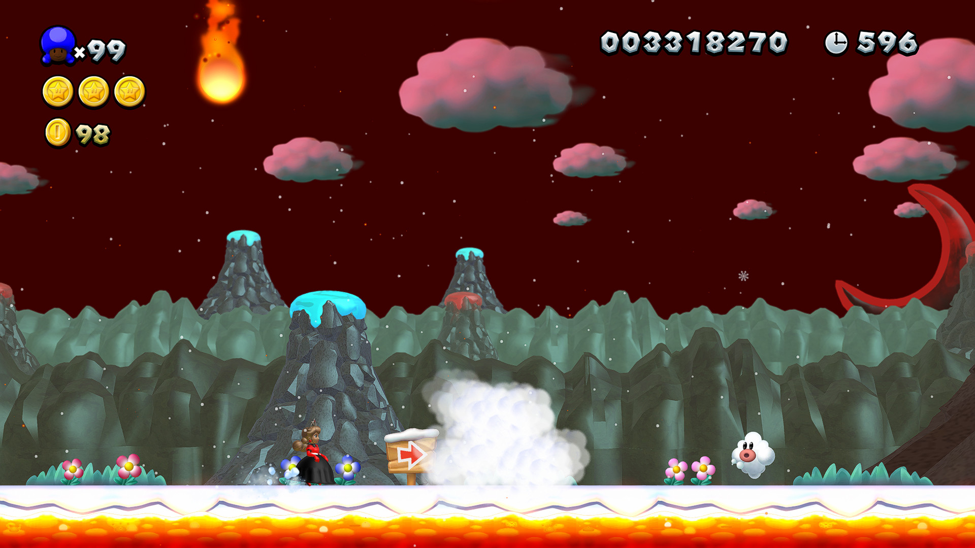 Snowy Bloody Moon Course [New Super Mario Bros. U Deluxe] [Mods]