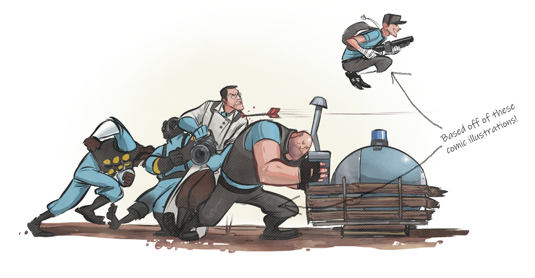 Illustration-Styled Mercenaries Mod for Team Fortress 2 | TF2 Mods