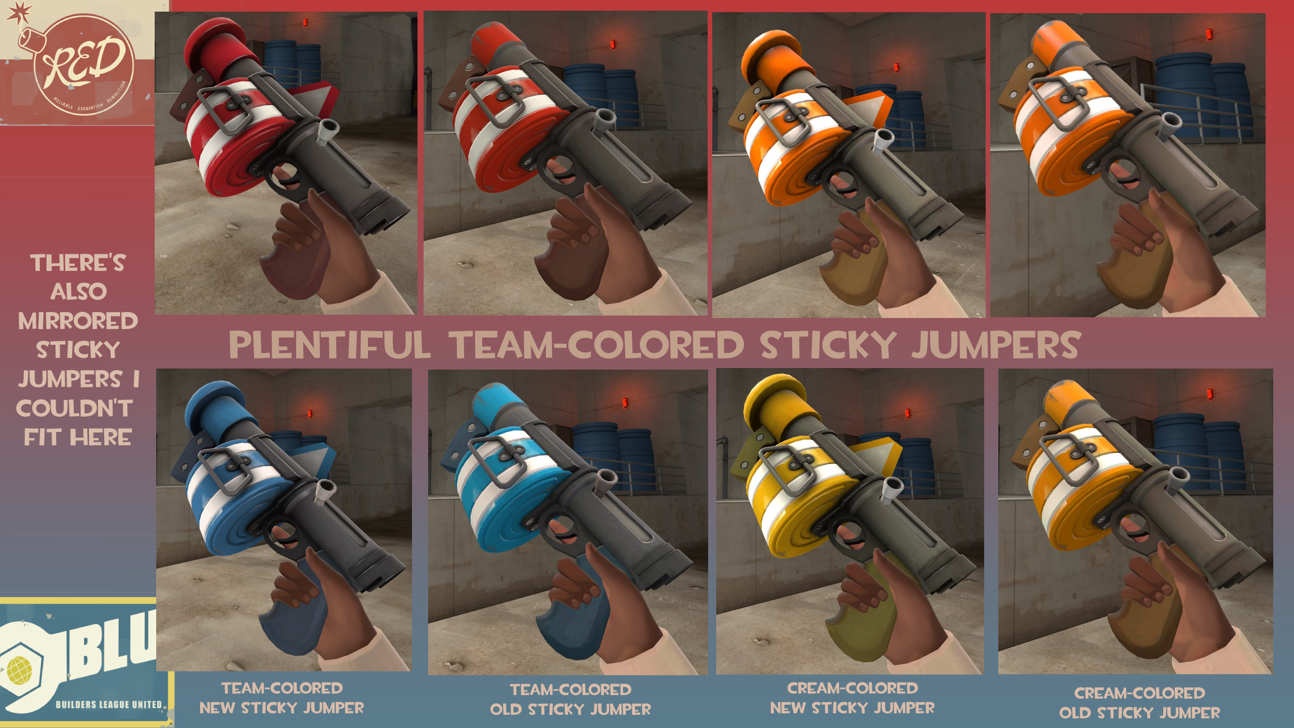 Plentiful Team-Colored Sticky Jumpers Mod for Team Fortress 2 | TF2 Mods