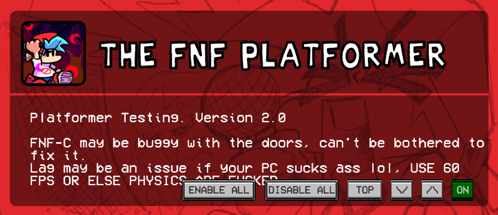 (V2.0) The Challenge Level (FNF Platformer) Mod for Friday Night Funkin ...