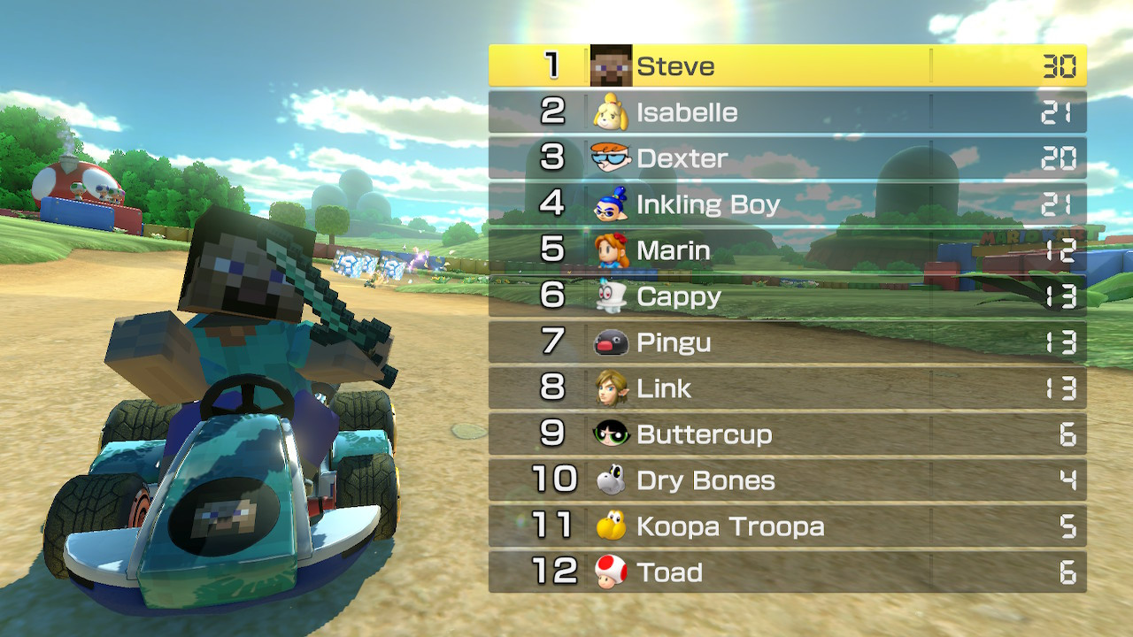 Minecraft Steve over Inkling Girl Mod for Mario Kart 8 Deluxe | MK8D Mods