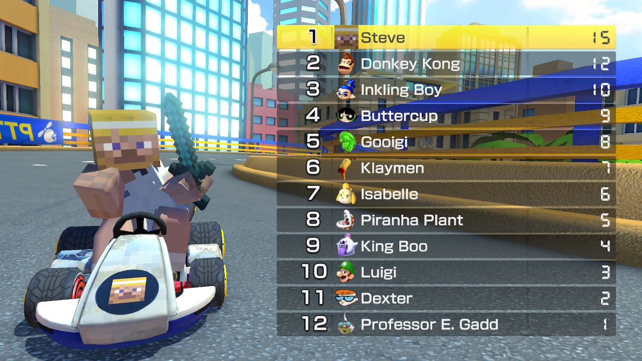 Minecraft Steve over Inkling Girl Mod for Mario Kart 8 Deluxe | MK8D Mods