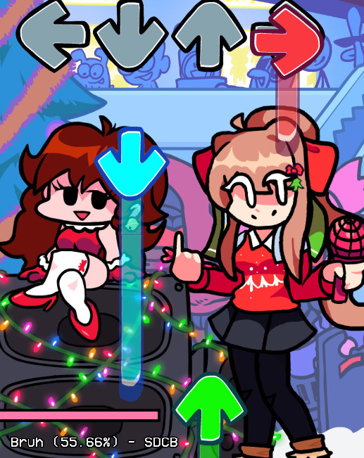 Monika Over BF Reskin! Mod for Friday Night Funkin' | FNF Mods