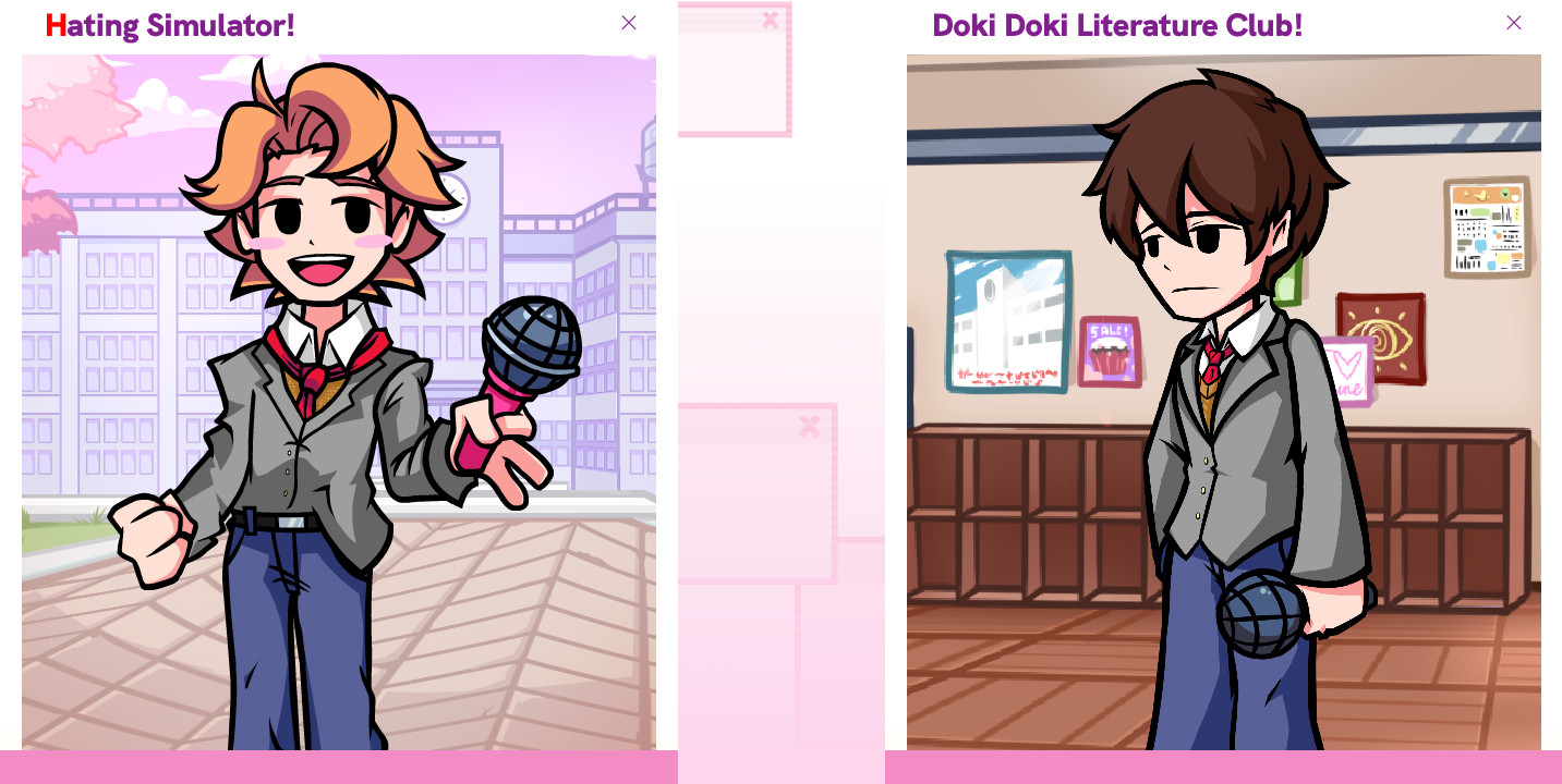 DDTO Senpai with the DDLC uniform Mod for Friday Night Funkin' | FNF Mods