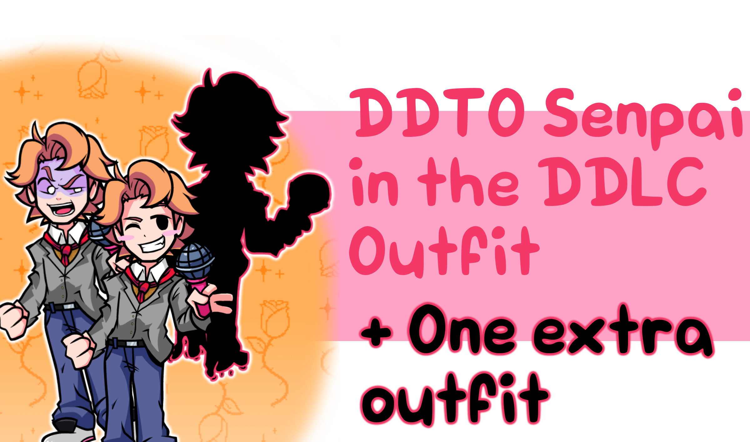 DDTO Senpai with the DDLC uniform Mod for Friday Night Funkin' | FNF Mods