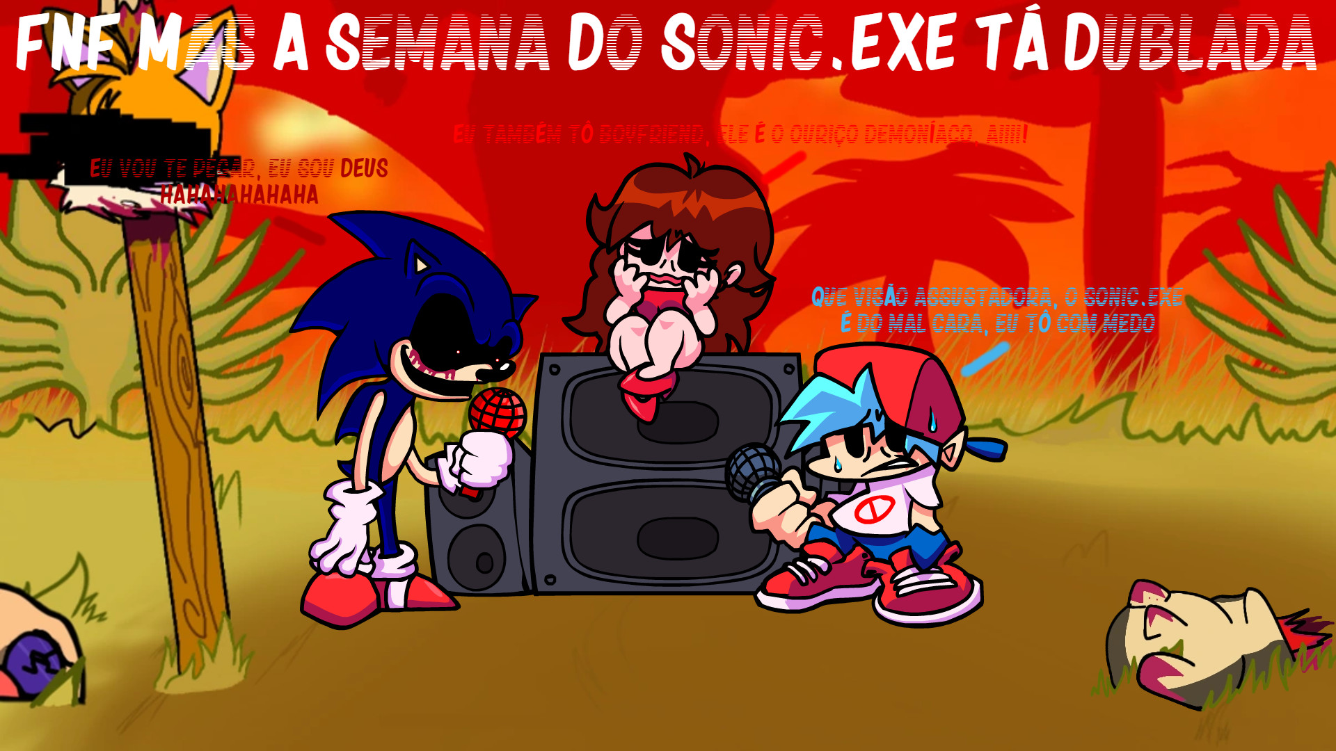 FNF Mas A Semana Do Sonic.EXE Tá Dublada [Friday Night Funkin'] [Mods]