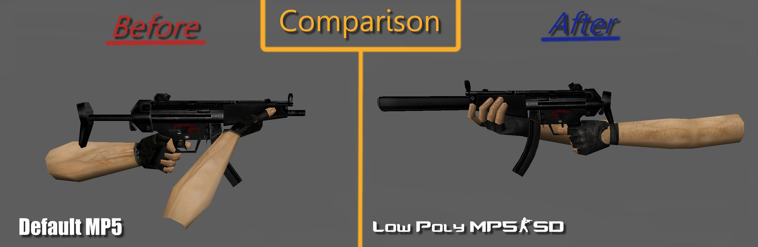 CS:GO/CS2 Low Poly MP5-SD Model Packs Mod for Counter-Strike 1.6 | CS1 ...