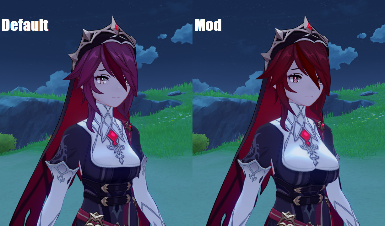 Rosariacn Eyes Fix Larger Breasts Red Hair Genshin Impact Mods