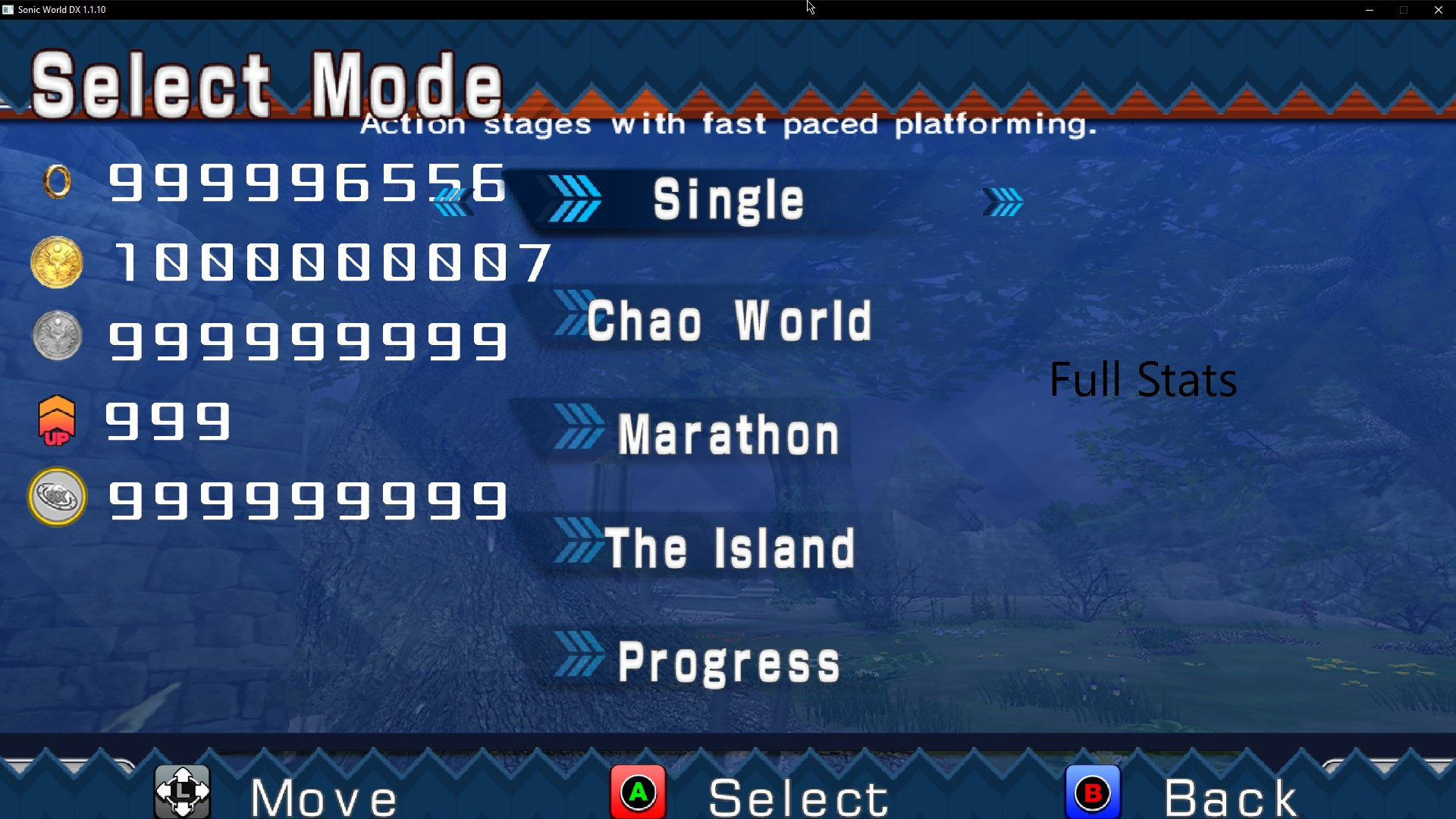 Mega Save Stats (100%) [SWDX1.1] Mod for Sonic World DX | SWDX Mods
