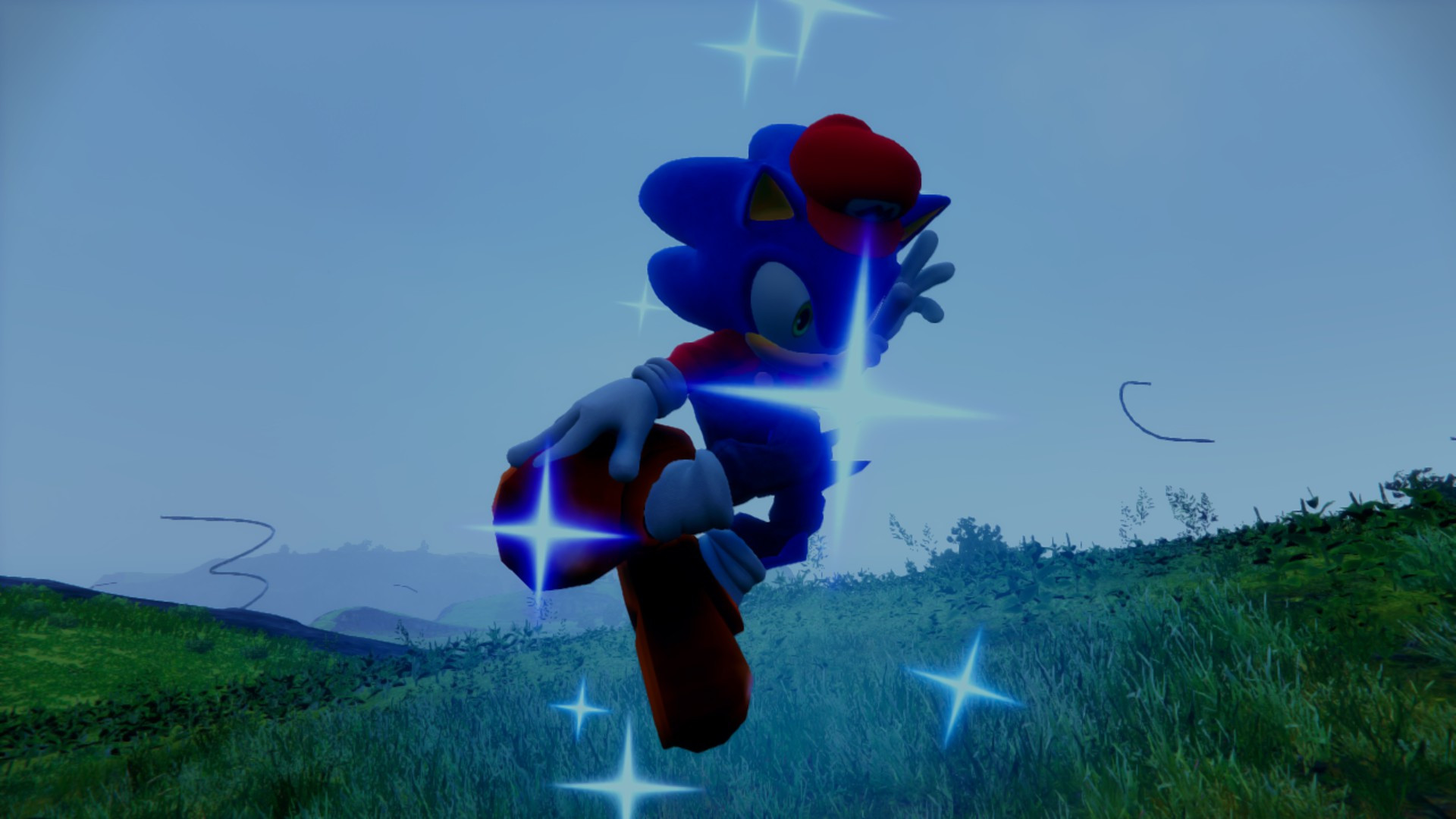 Sonic in Mario's outfit Mod for Sonic Frontiers | Frontiers Mods