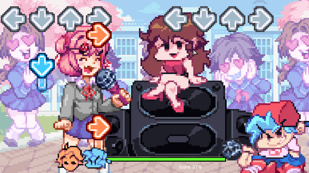 Pixel Yuri/Natsuki over Senpai Mod for Friday Night Funkin' | FNF Mods