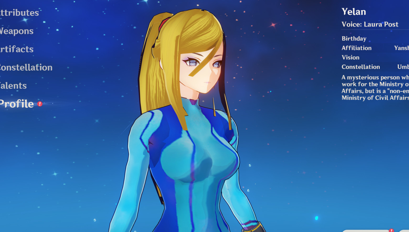 Samus (Metroid) (Health based mod + Animations!) Mod for Genshin Impact ...